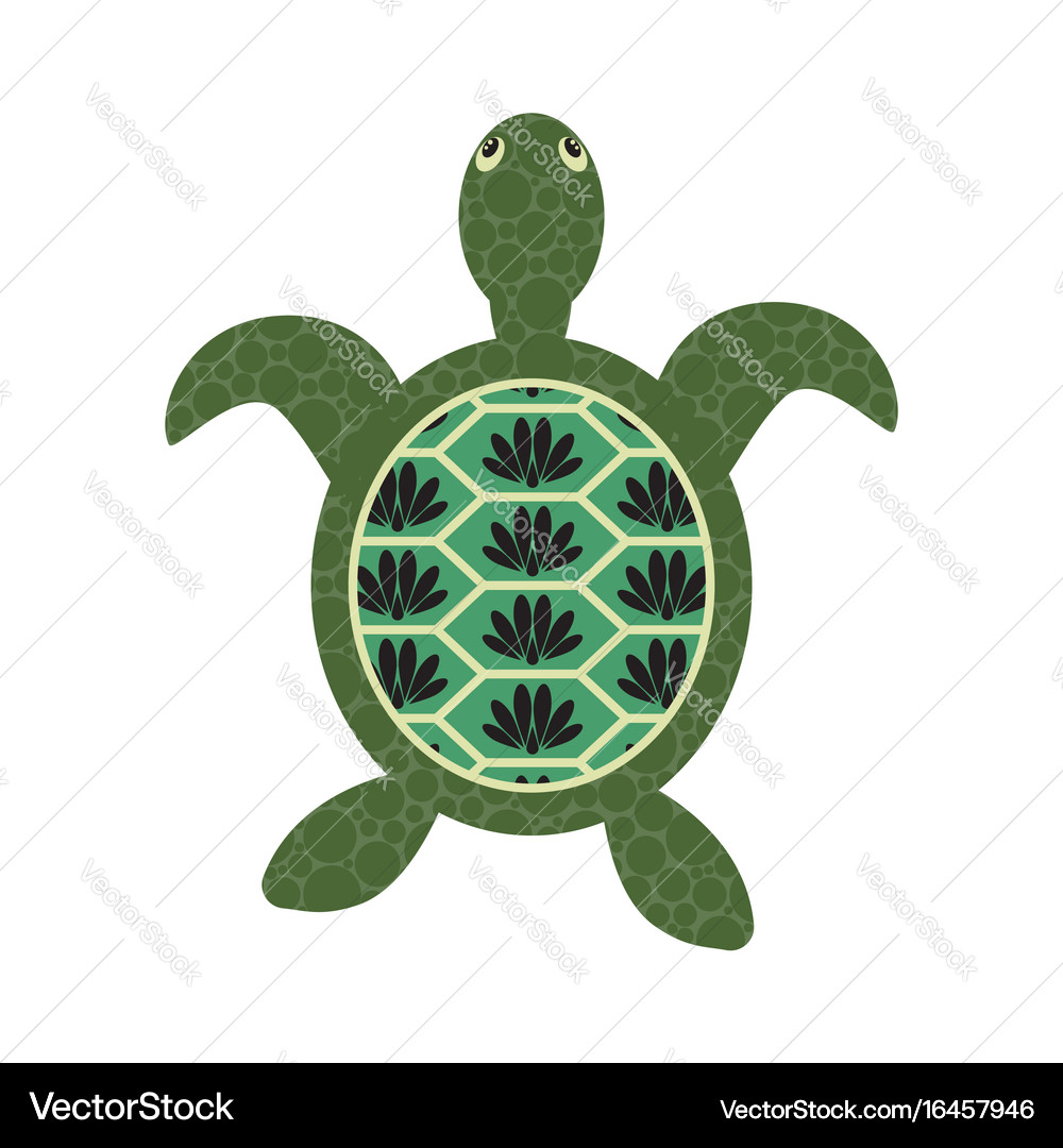 Turtle cartoon with decorated tortoiseshell Vector Image