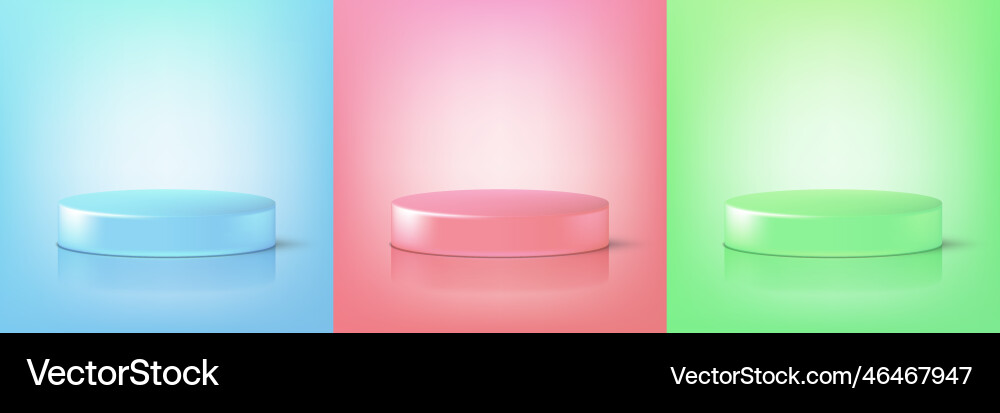 3d modern bright color cylinder podiums set Vector Image