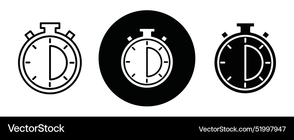 Half hour outline icon collection or set Vector Image