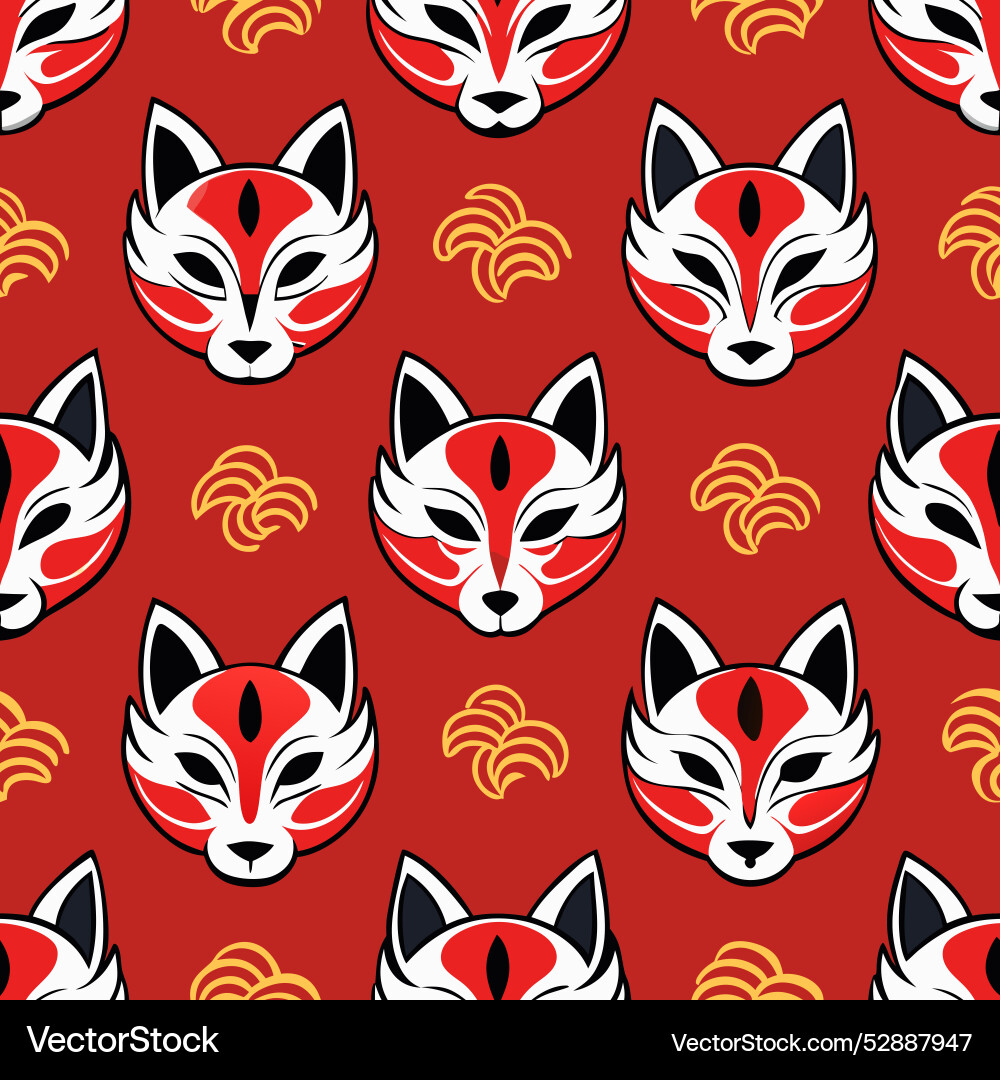 Kitsune mask pattern Royalty Free Vector Image