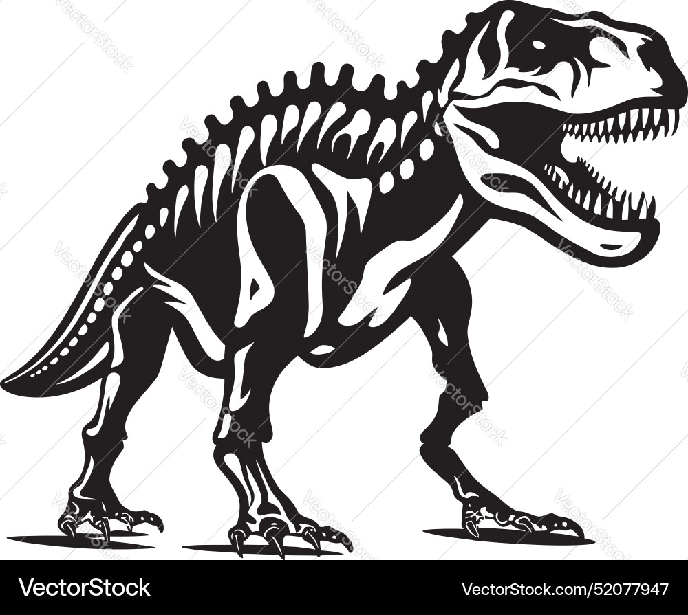 Mesozoic majesty t rex skeleton emblem Royalty Free Vector