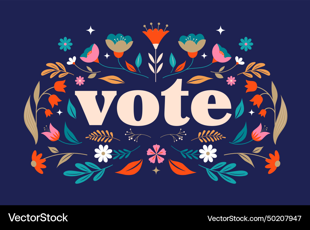 Modern floral election campaign concept design Vector Image