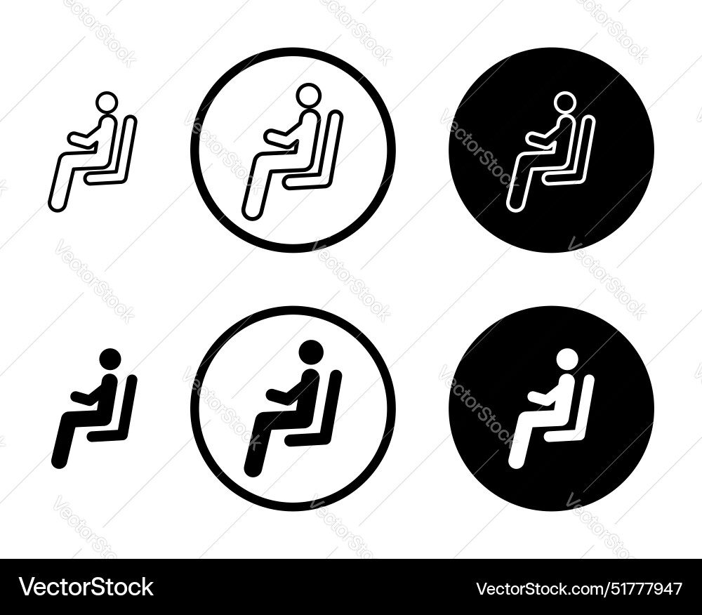 Person seat line icon set Royalty Free Vector Image