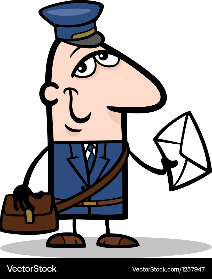Postman with letter cartoon Royalty Free Vector Image