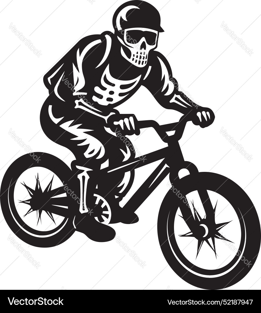 Spine chilling cyclist skeleton bmx rider black Vector Image
