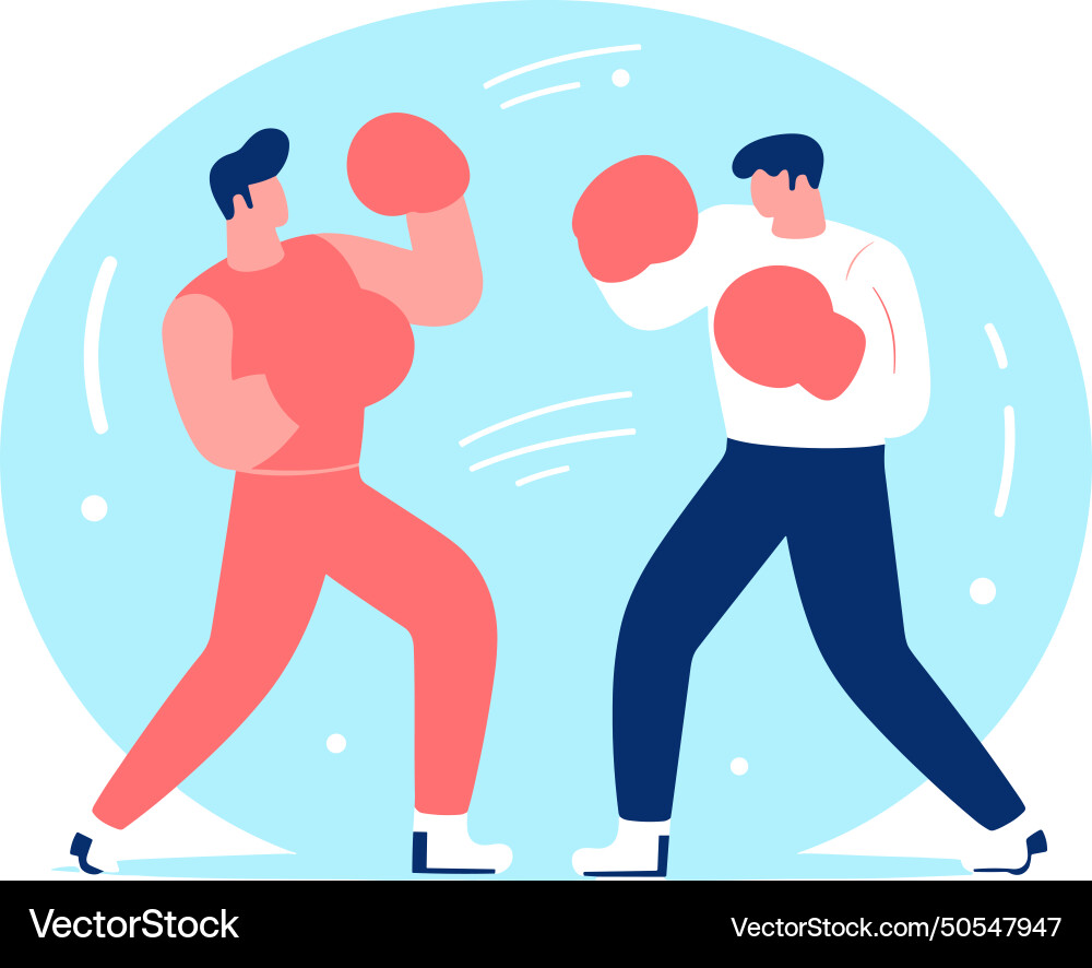 Two men boxing one in red and blue Royalty Free Vector Image