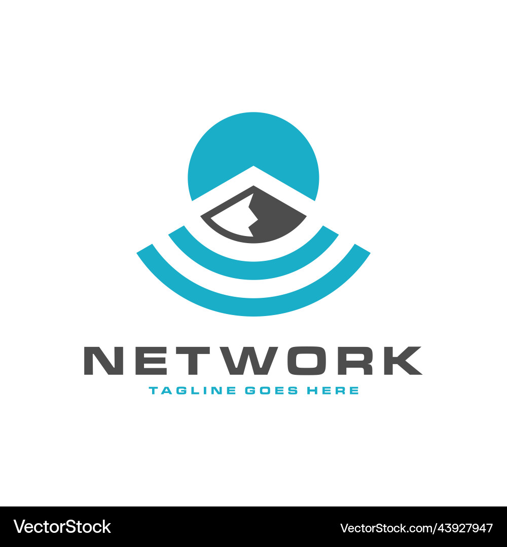 Volcano signal network logo design Royalty Free Vector Image