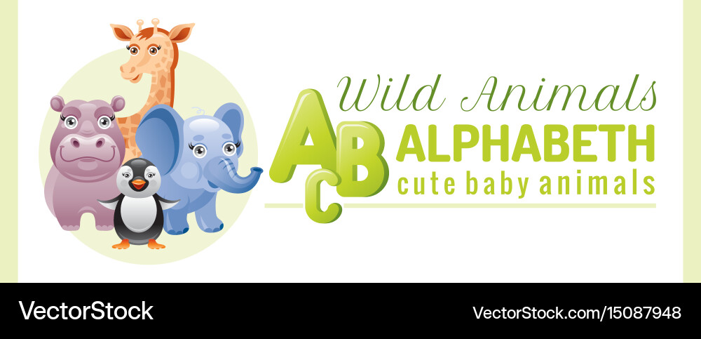 Alphabet infographics wild cute animals abs logo Vector Image