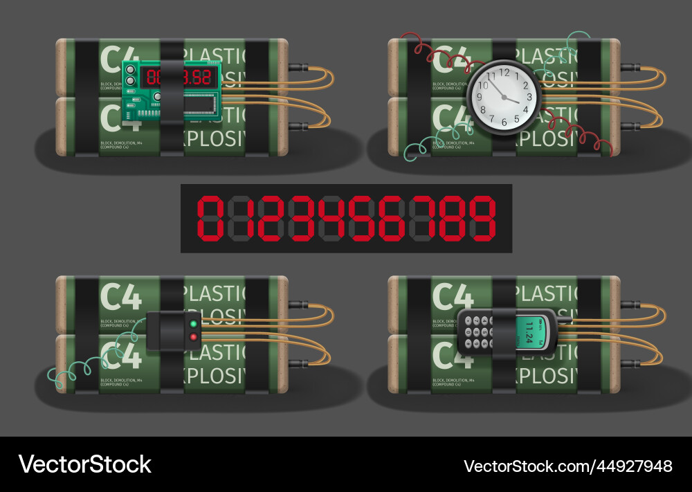 Bombs realistic set Royalty Free Vector Image - VectorStock
