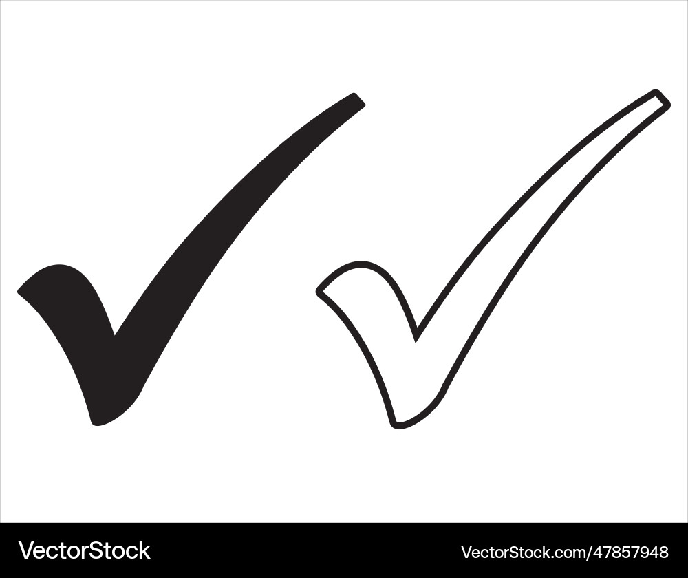 Check mark icons silhouette Royalty Free Vector Image