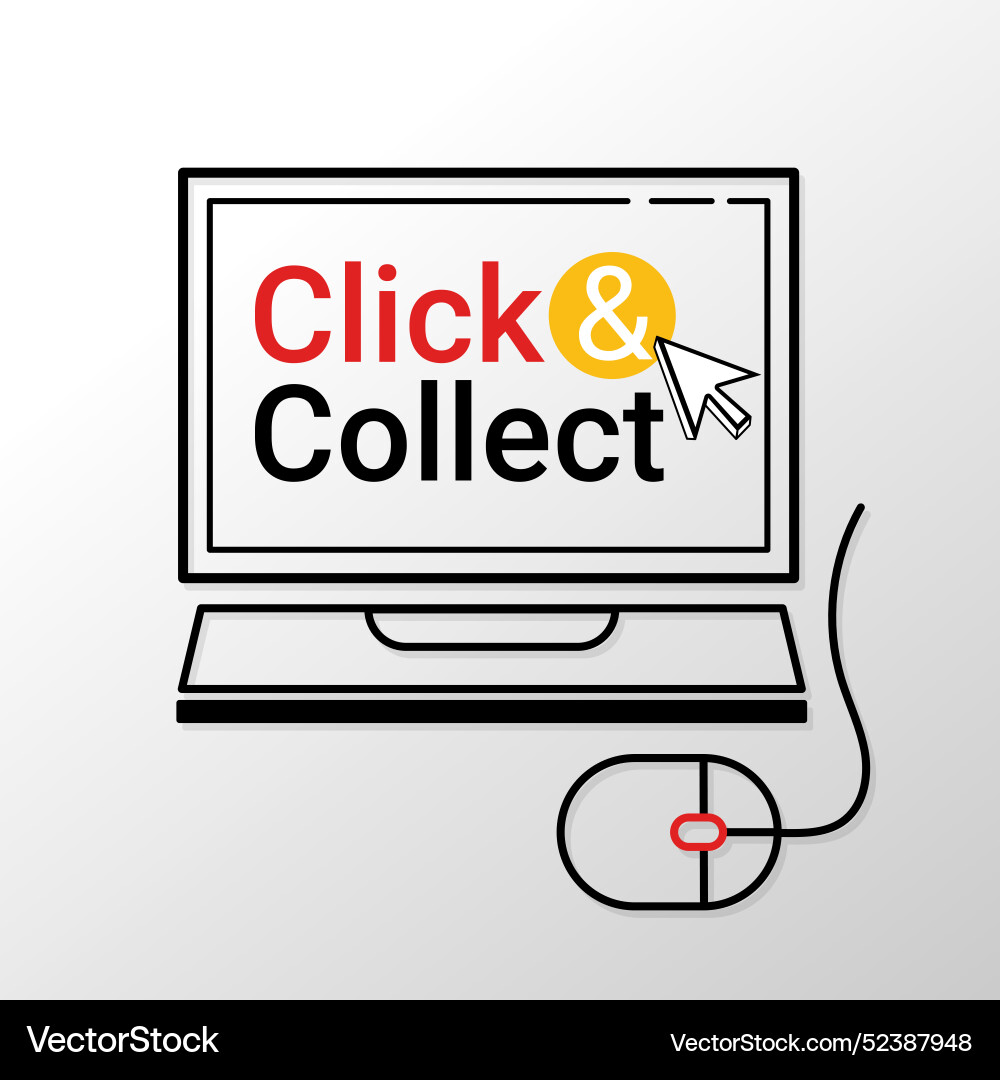 Detailed click and collect sign Royalty Free Vector Image