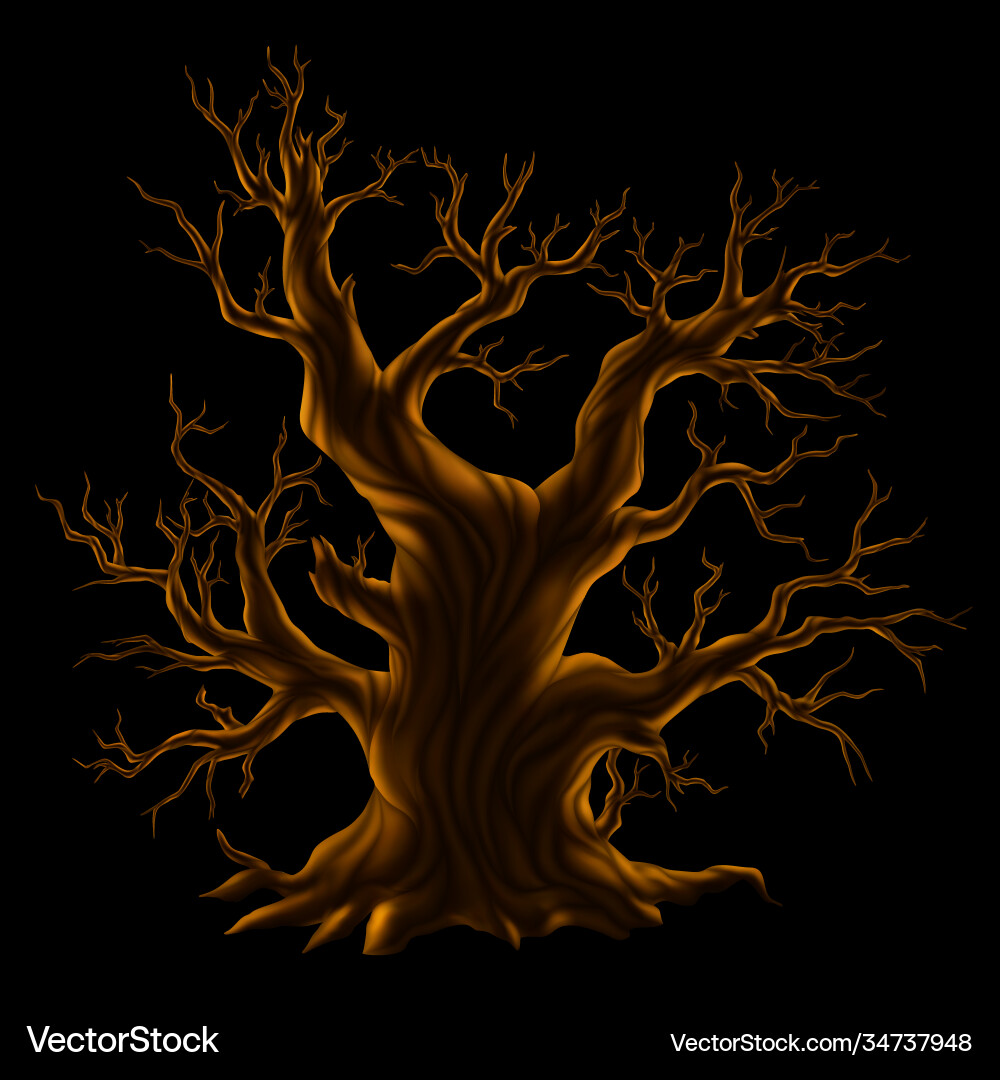 Eerie Dead Tree at Night Royalty Free Vector Image