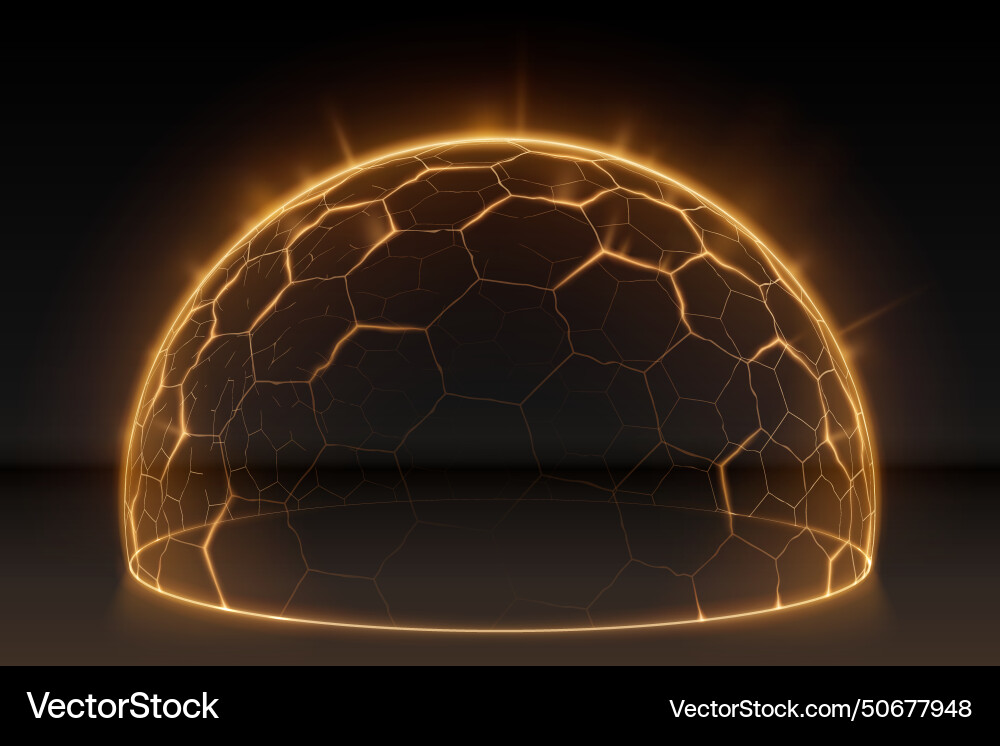 Golden light hexagonal protection sphere Vector Image