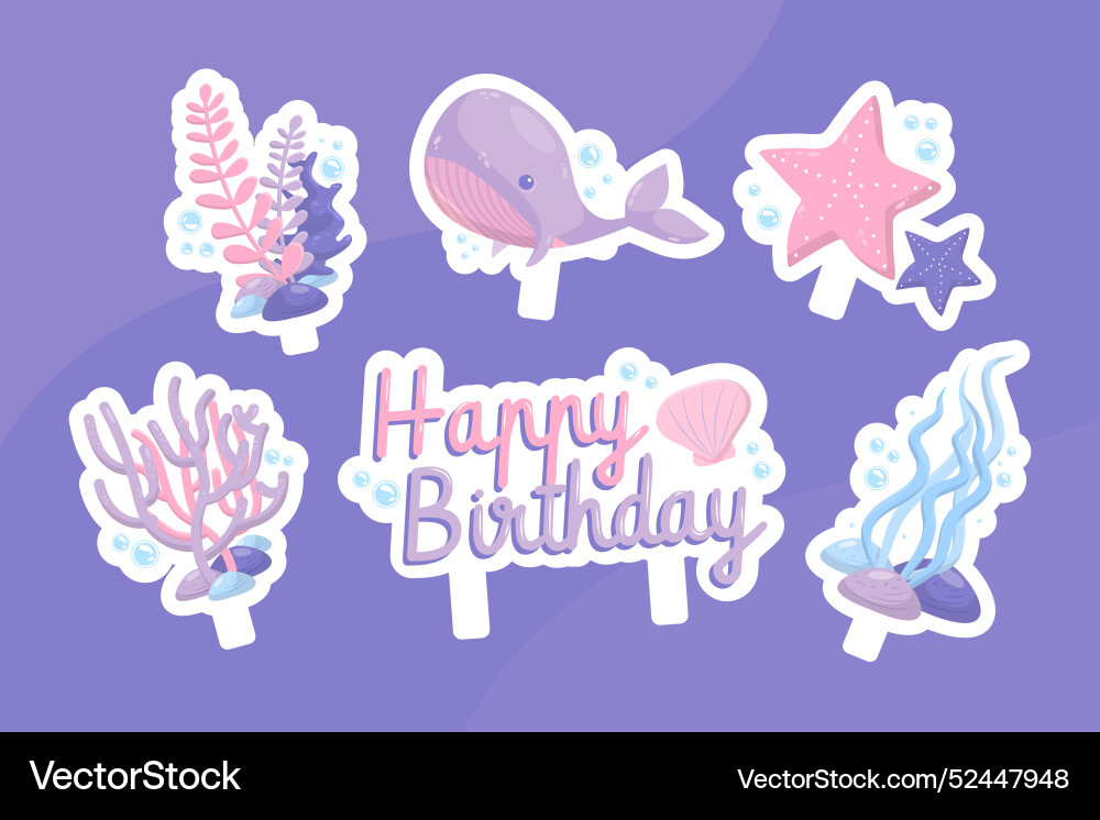 Hand drawn cake topper collection Royalty Free Vector Image