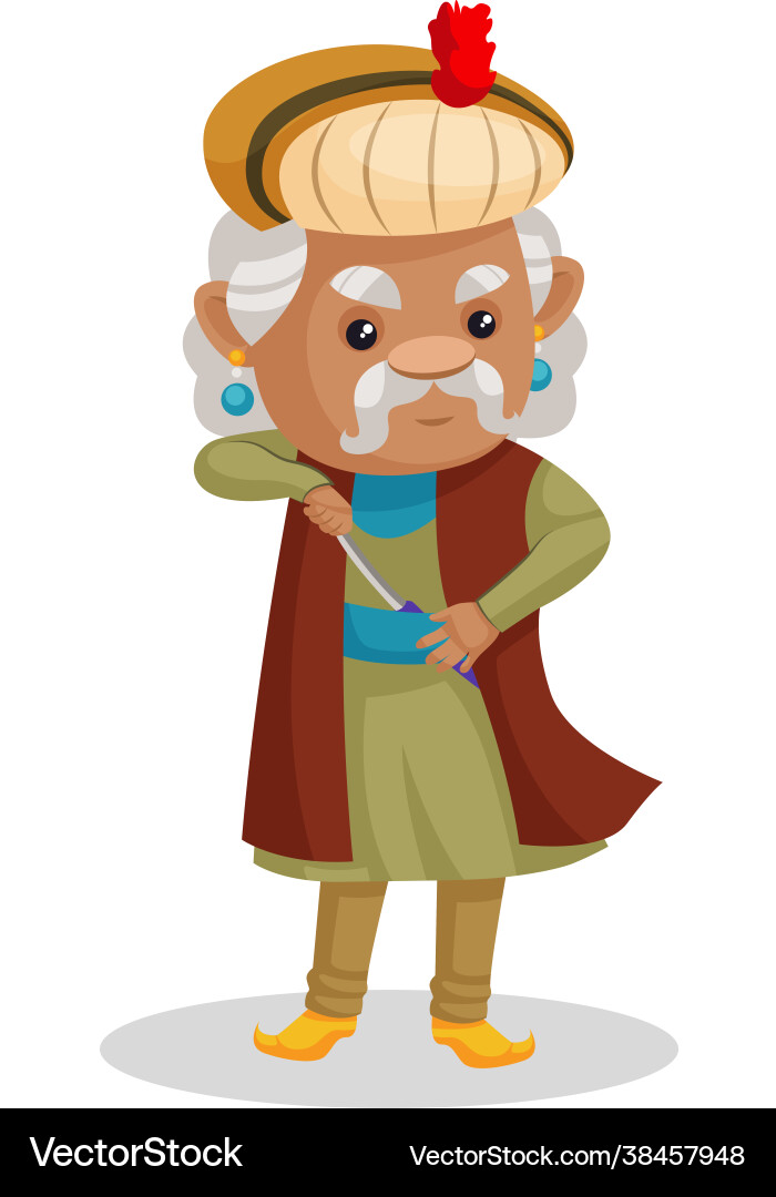 King akbar cartoon character Royalty Free Vector Image