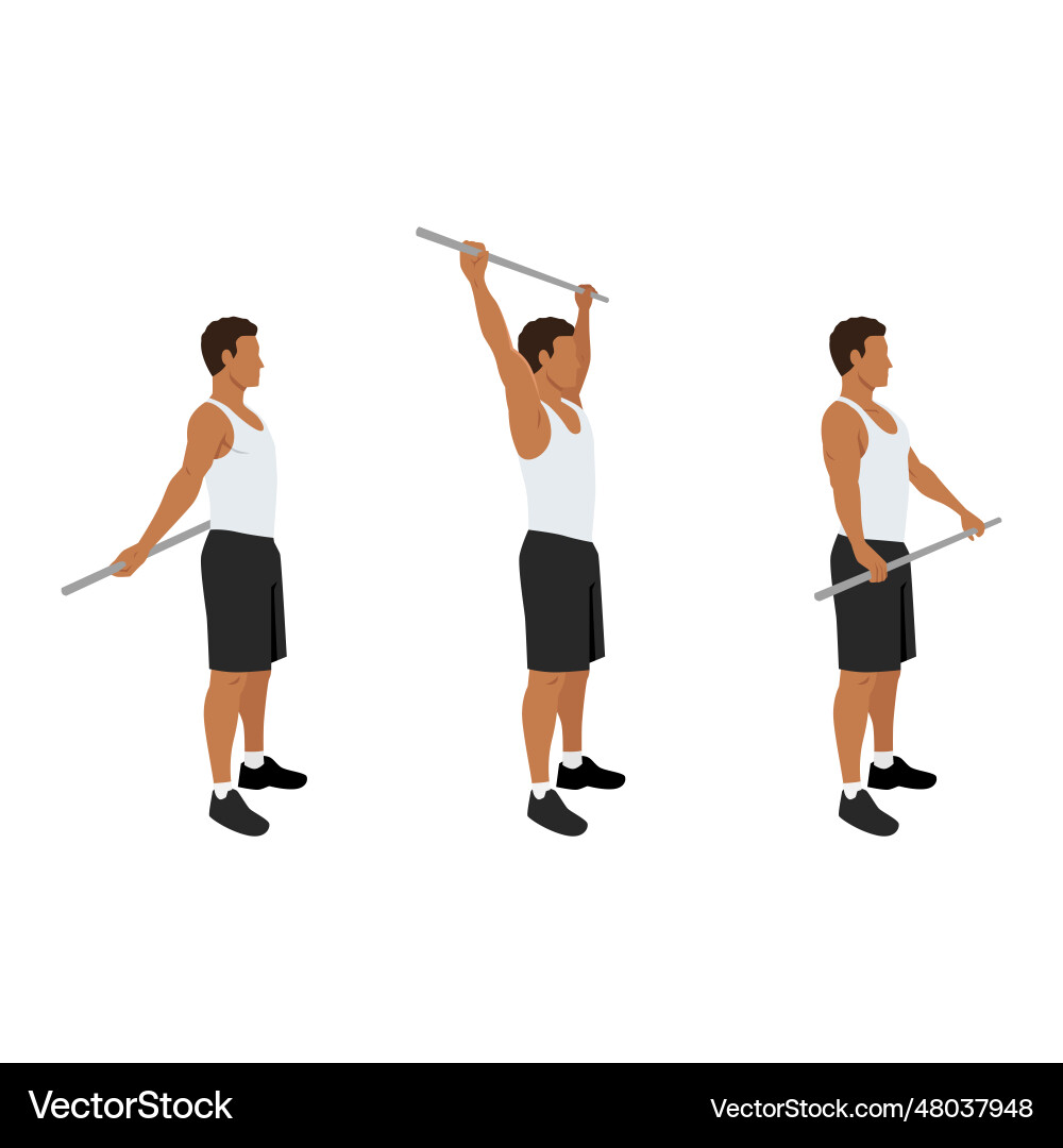 Man doing shoulder pole or broomstick stretch Vector Image