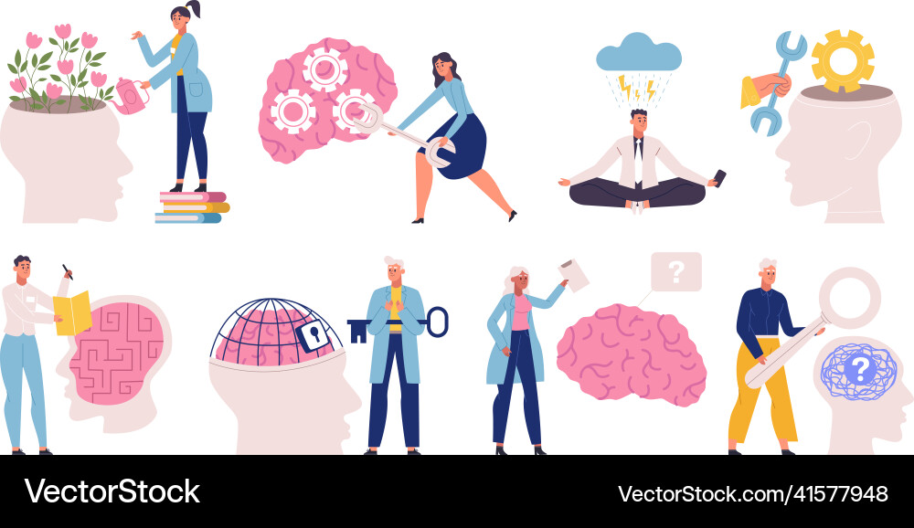 Mental health cognitive brain support stress Vector Image