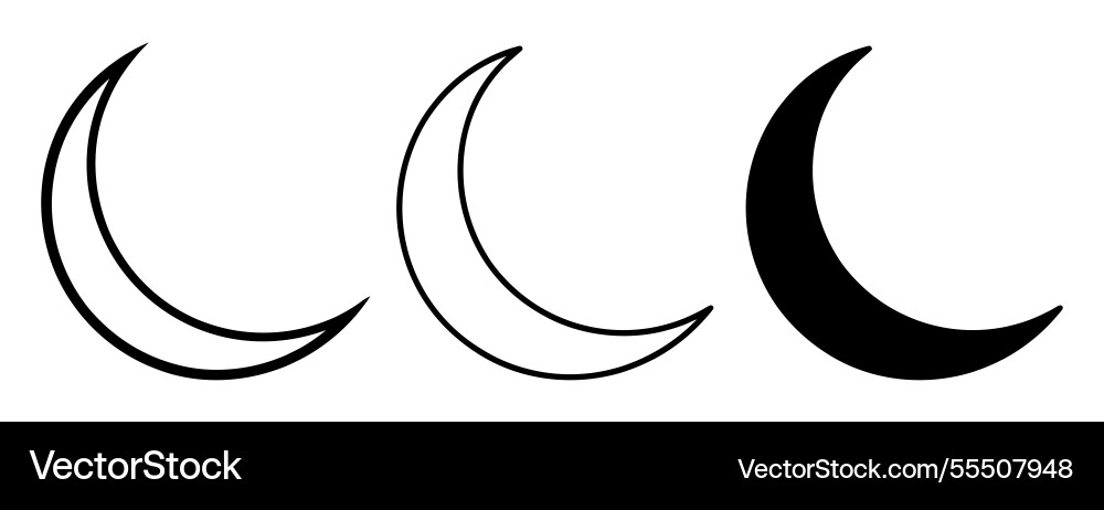 Minimalist crescent moon icons Royalty Free Vector Image