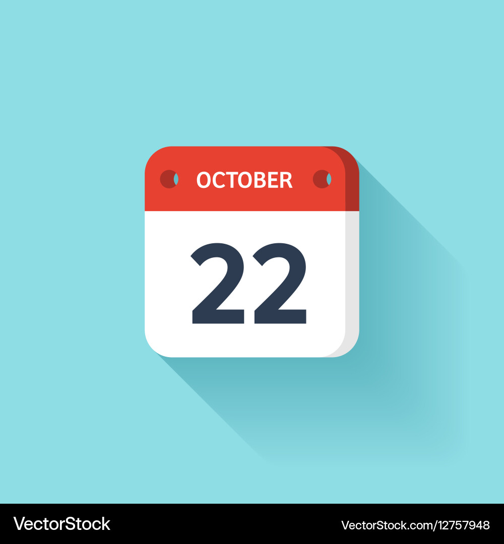 October 22 isometric calendar icon with shadow Vector Image