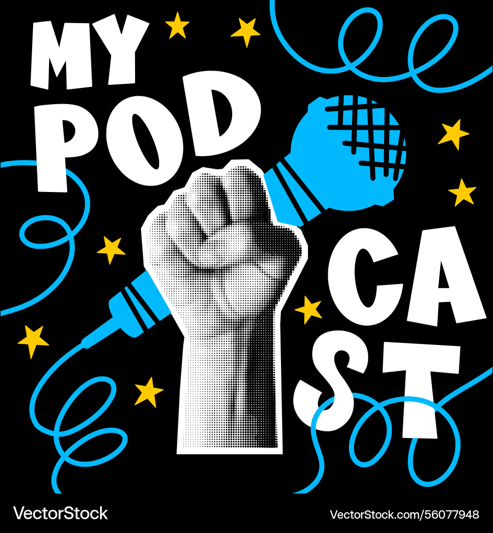 Post card vintage speaker podcast microphone Vector Image