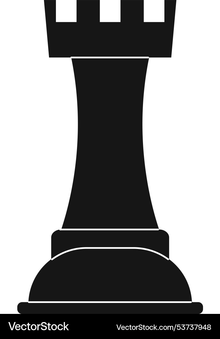 Rook icon black chess figure strategy symbol Vector Image