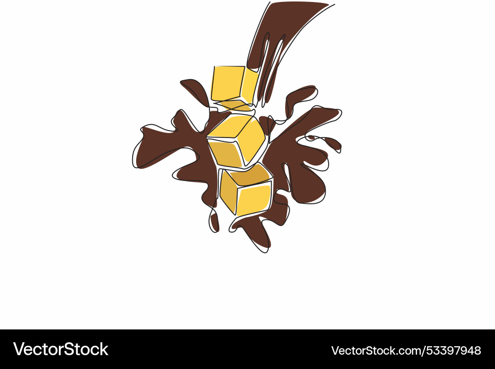 Single one line drawing chocolate splash Vector Image