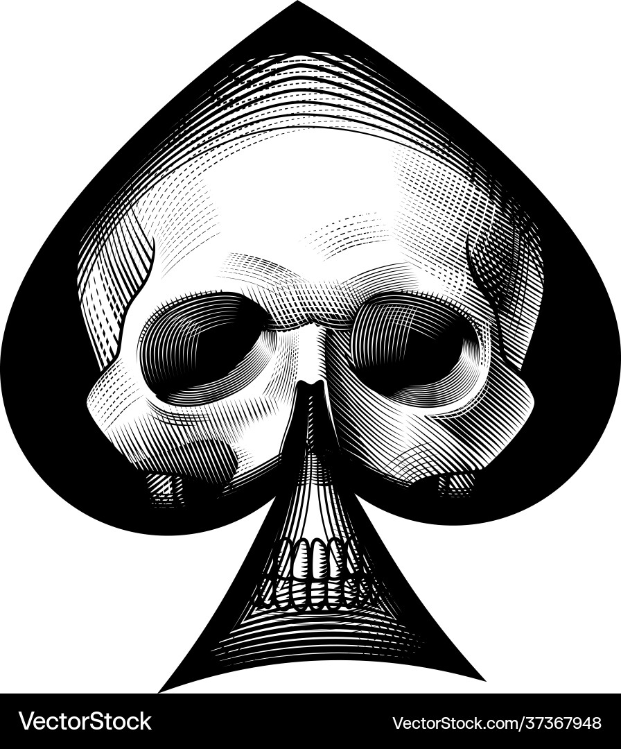 Skull in Ace of Spades Frame Royalty Free Vector Image
