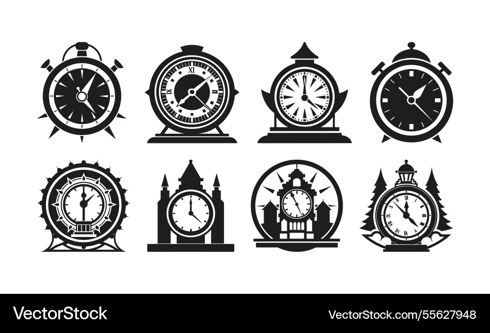 Vintage clock silhouette Royalty Free Vector Image