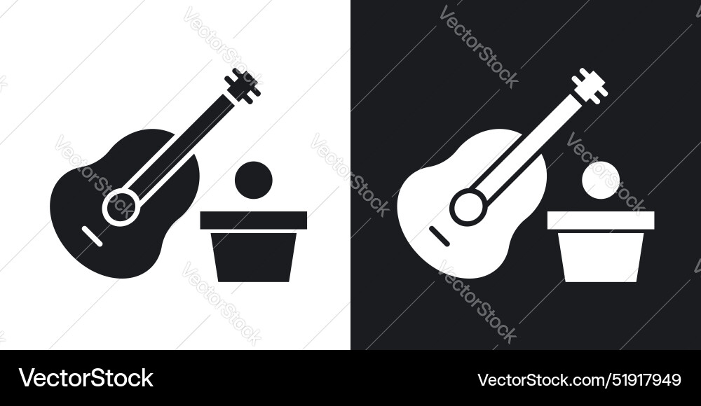 Busking icon set in solid black and white color Vector Image