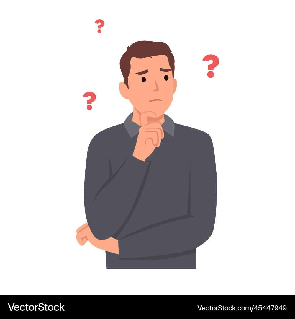Confused Man Pondering Royalty Free Vector Image