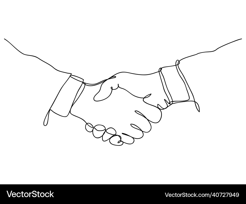 Continuous Handshake Line Art Royalty Free Vector Image