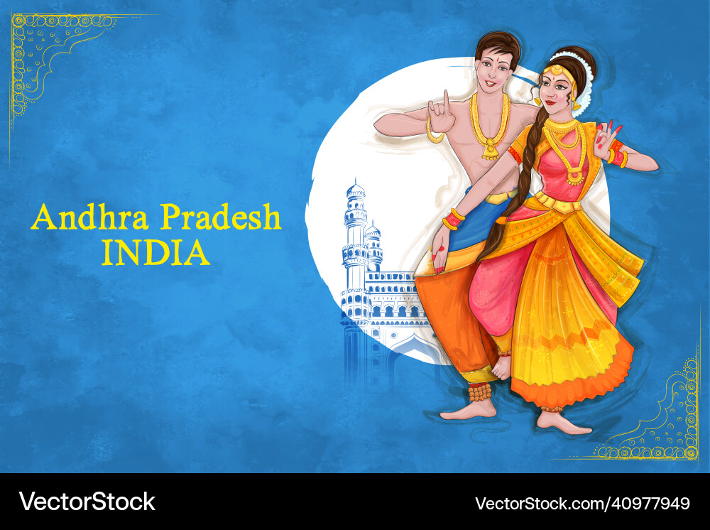 Couple performing kuchipudi dance traditional folk