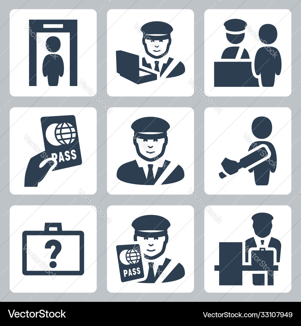 Customs icons set Royalty Free Vector Image - VectorStock