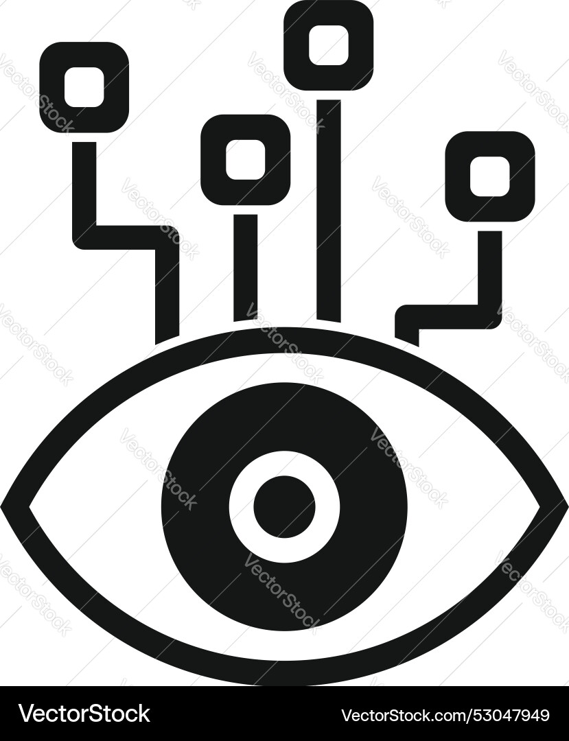 Digital eye watching through data streams icon Vector Image