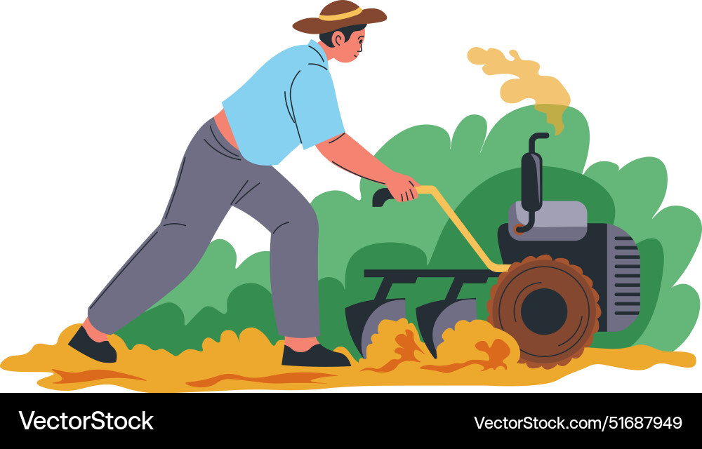 Farmer plowing field Royalty Free Vector Image