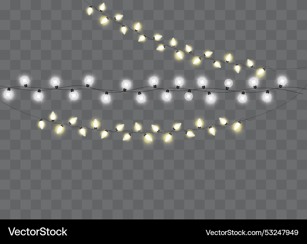 Lights bulbs border isolated on transparent backgr