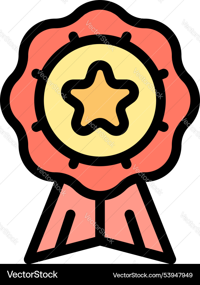 Red award ribbon with star showing quality Vector Image