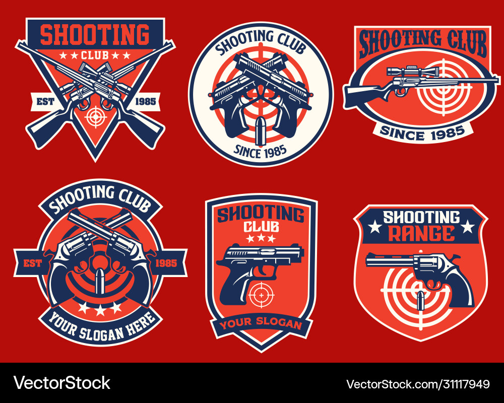 Set bundle shooting club badge collection Vector Image