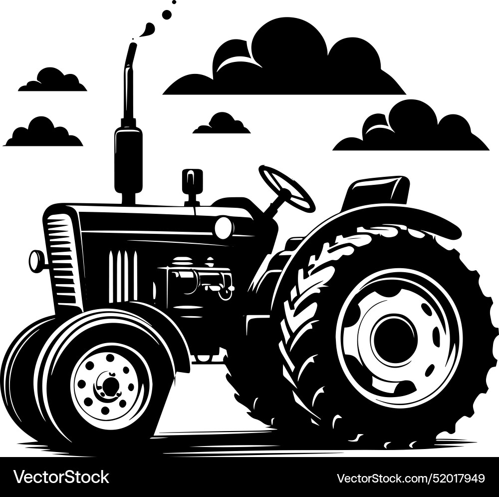 Tractor silhouette isolated on a white background Vector Image