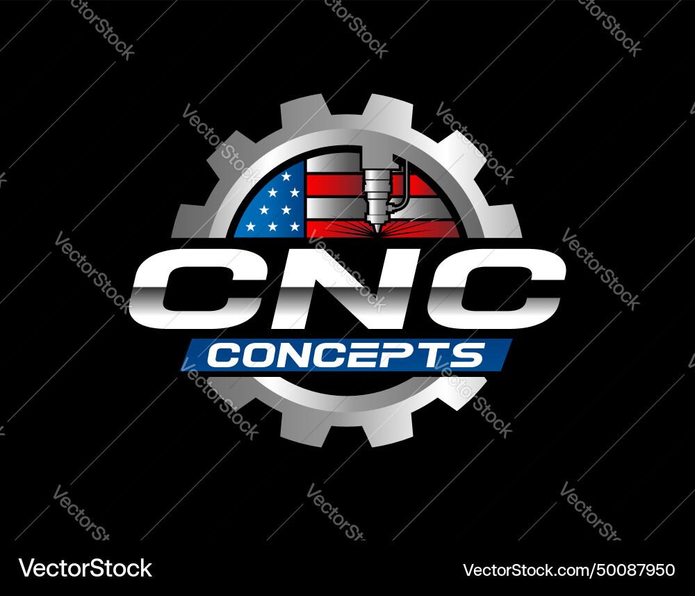 American cnc business logo design template Vector Image