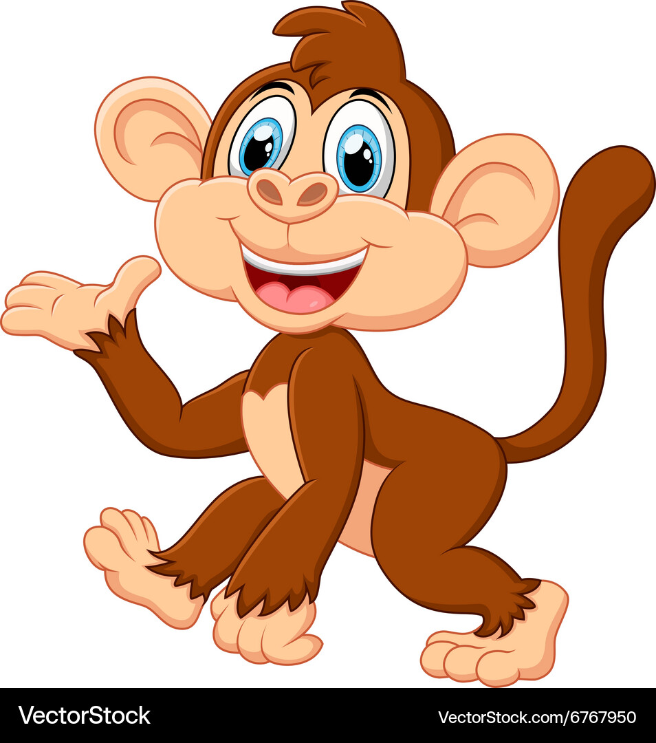 Cartoon monkey presenting Royalty Free Vector Image