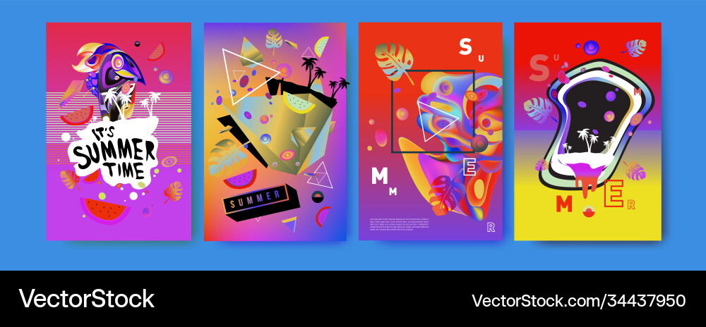 Colorful summer poster set tropical design Vector Image