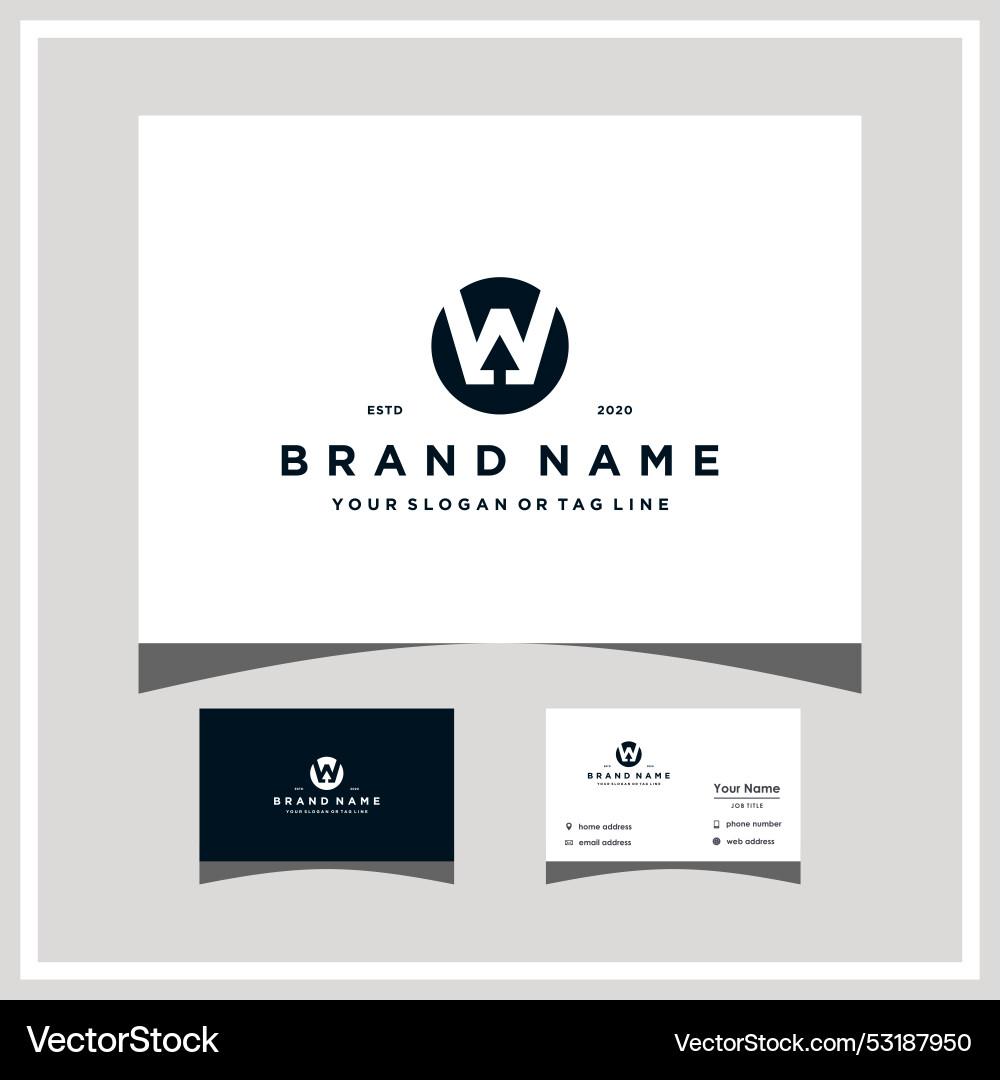 Creative letter w up arrow logo design and Vector Image