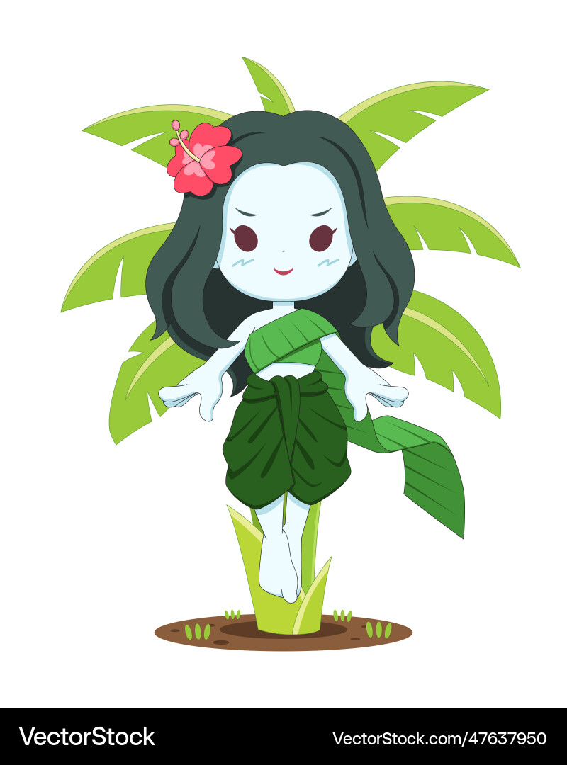 Cute style thai ghost lady tanee cartoon Vector Image