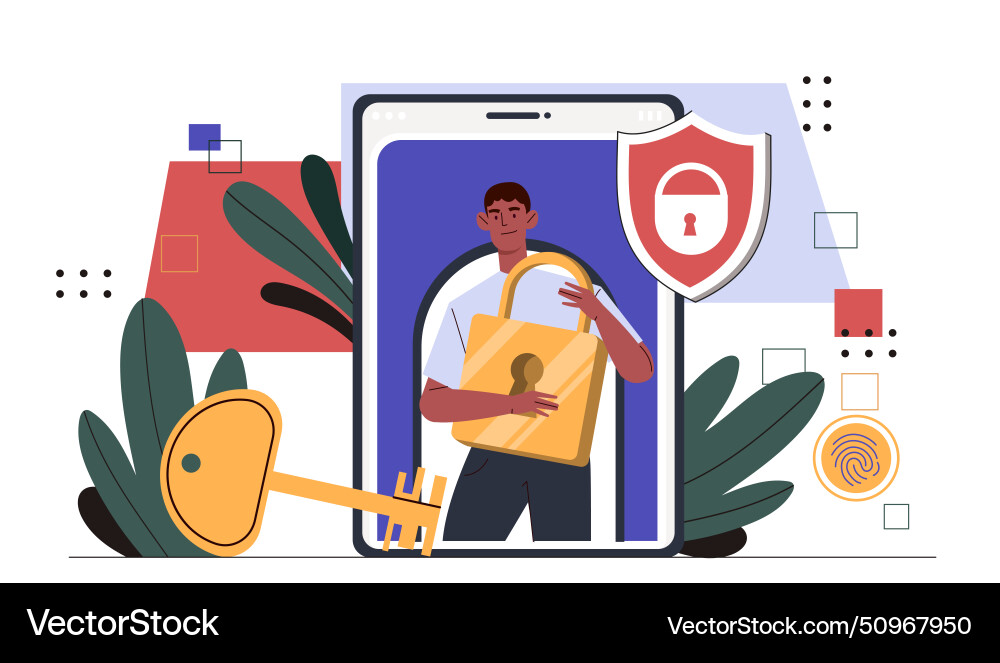 Cyber security man concept Royalty Free Vector Image
