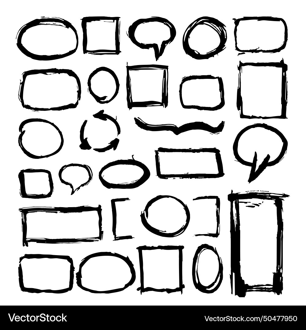 Hand drawn rough paintbrush frames isolated Vector Image