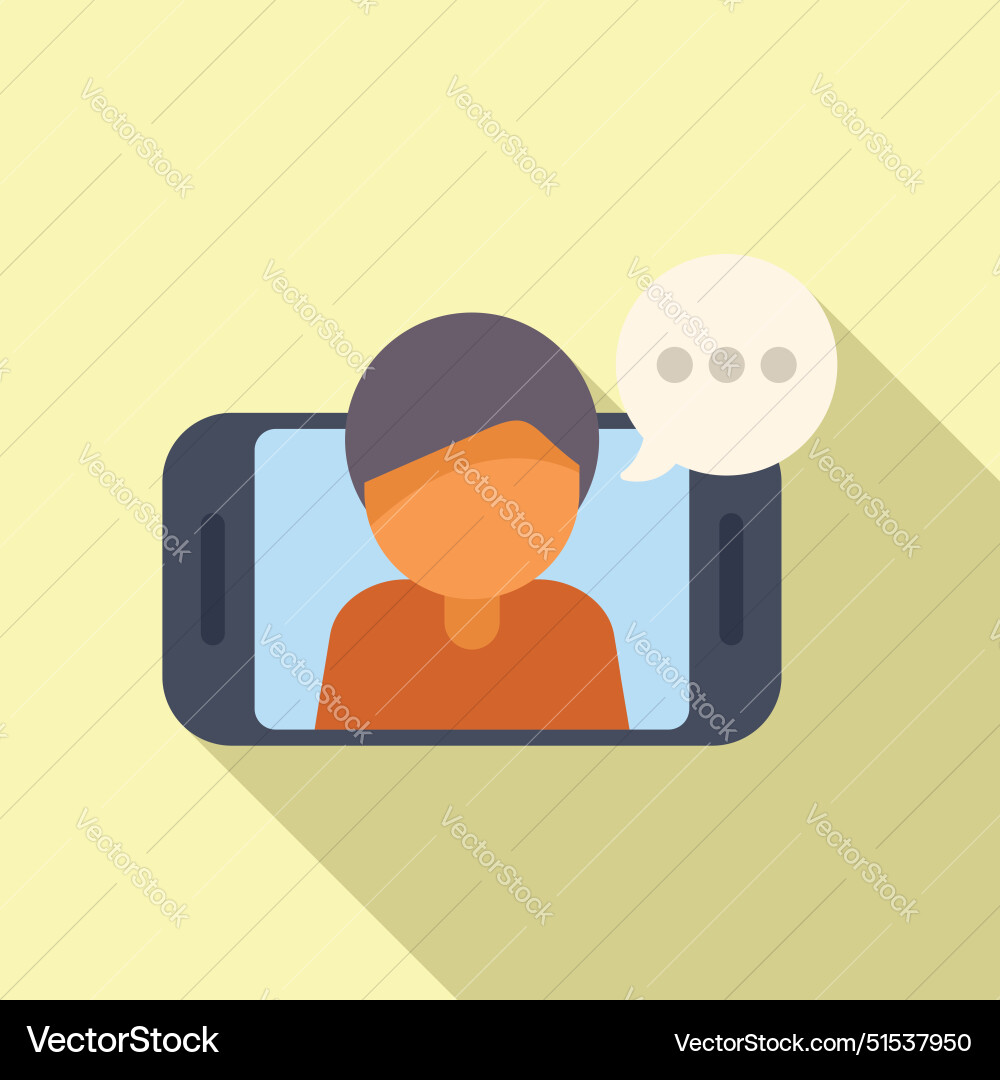 Online chat icon with person on smartphone screen Vector Image