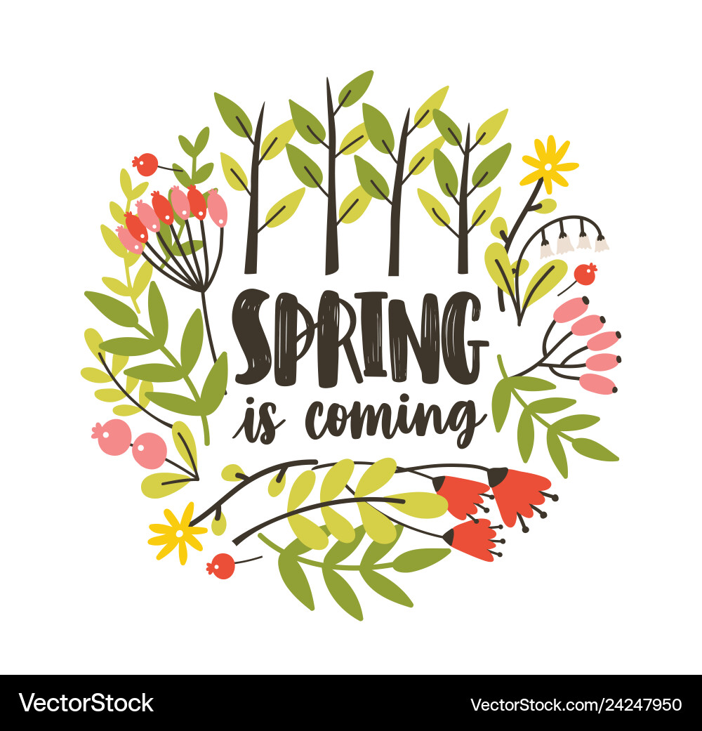 Round seasonal decorative composition with spring Vector Image