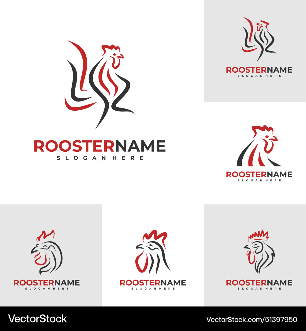 Set of rooster logo template creative Royalty Free Vector
