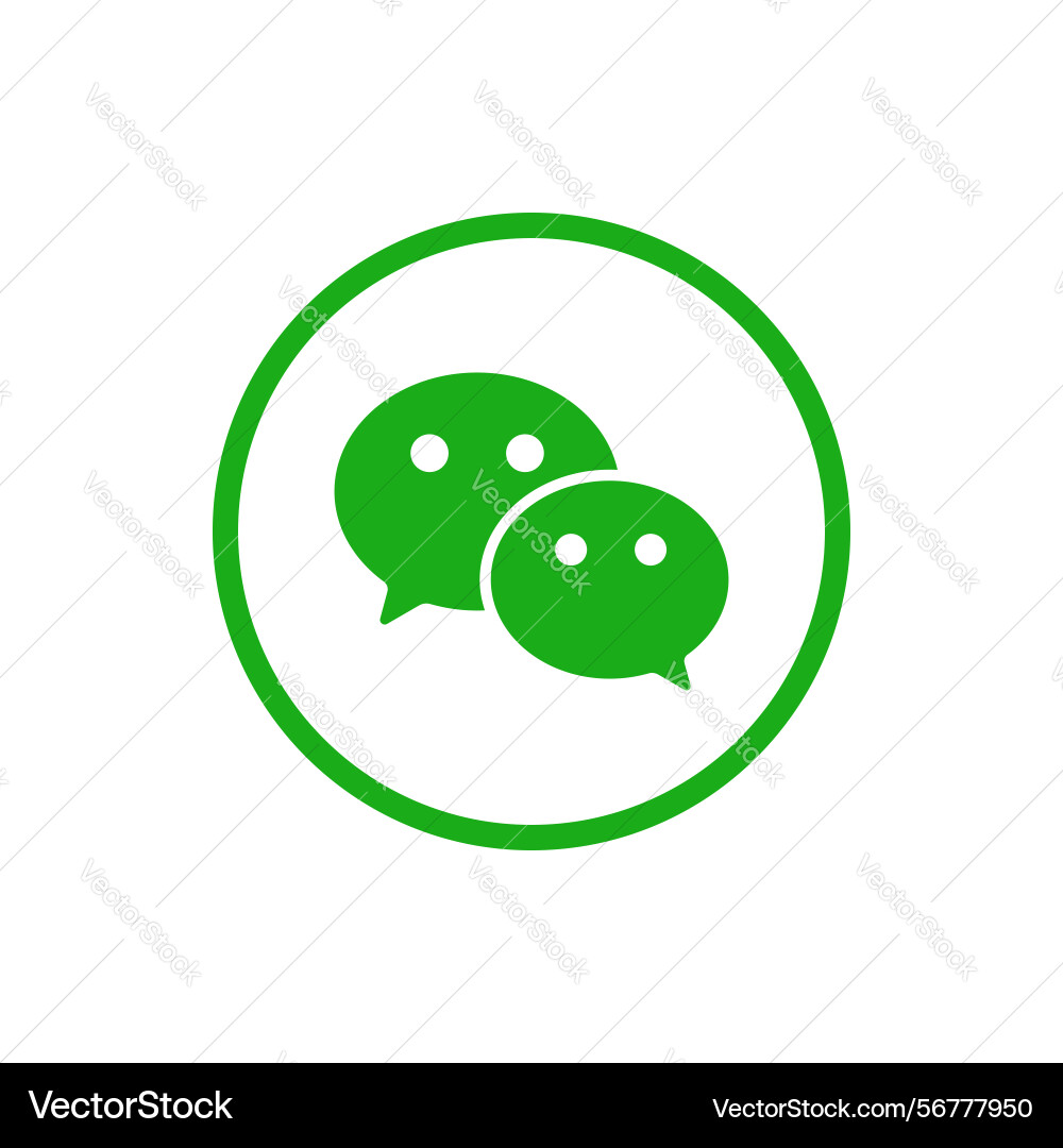 Wechat logo circle outline icon app Royalty Free Vector